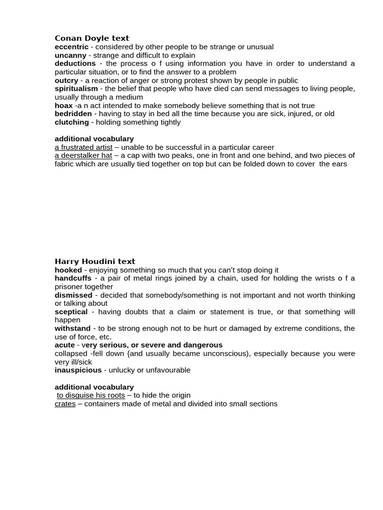 Vocabulary (The Mystic and The Sceptic) | PDF