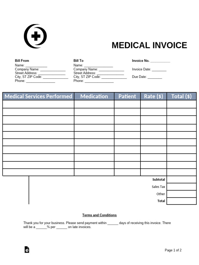 Medical Invoice Template with Payment Options | PDF | Credit Card | Invoice