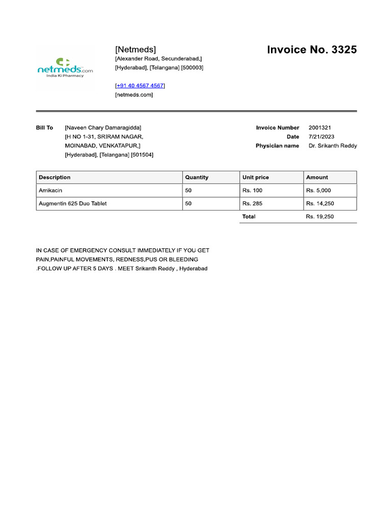 sample 1 medical bills | PDF