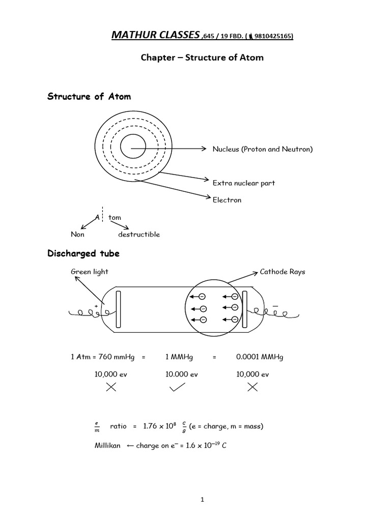 2 Structure of Atom | PDF | Atoms | Atomic Nucleus