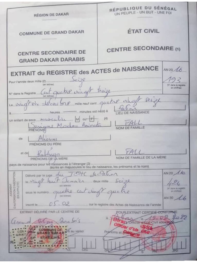 Extrait de Naissance | PDF