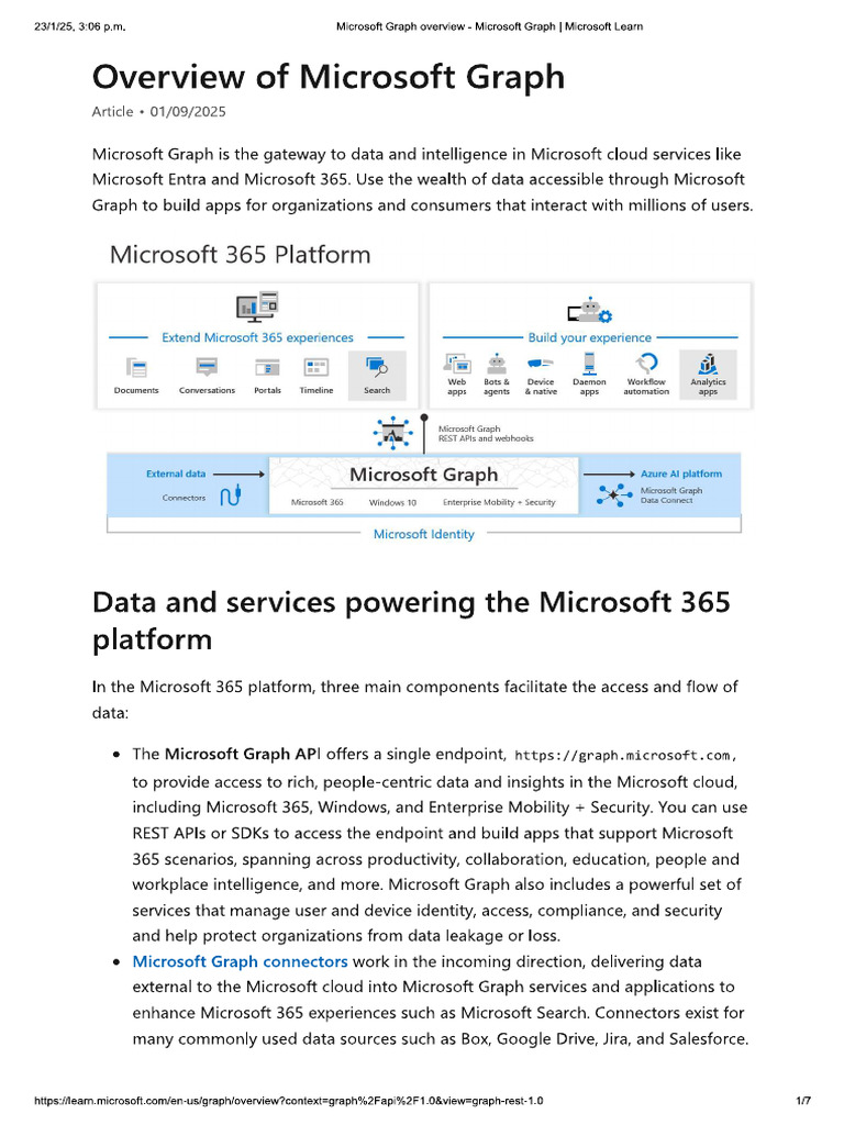 Overview of Microsoft Graph | PDF