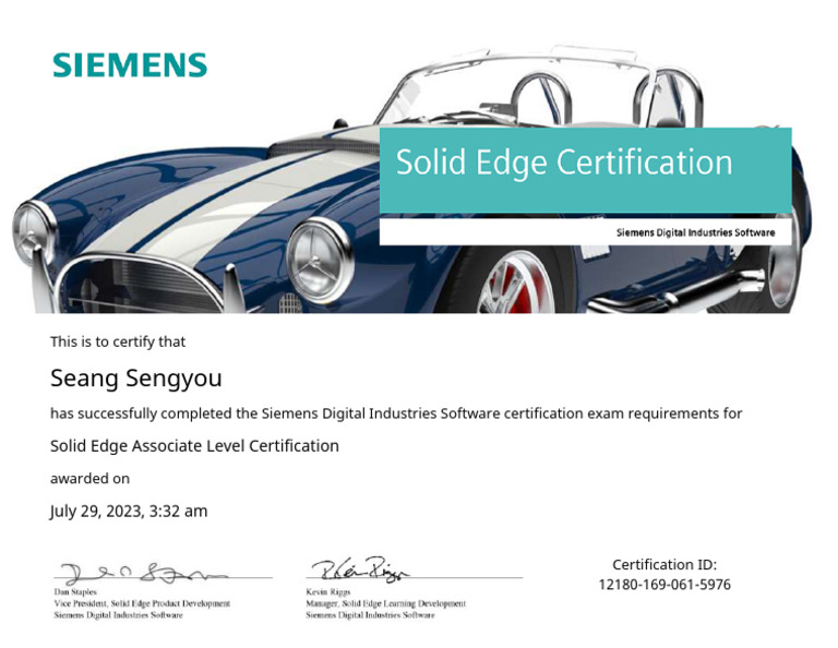 Seangsengyou3you Solid Edge Associate Level Certification Solid Edge Certificate CAD ...