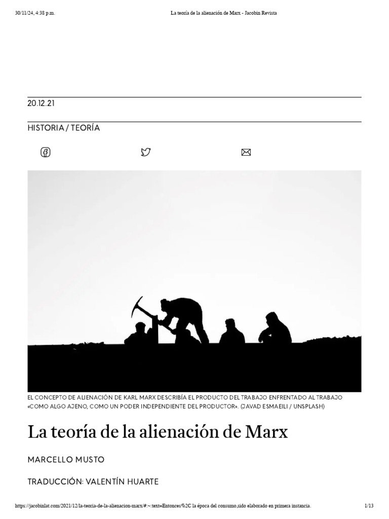 Musto (2021) - La Teoría de La Alienación de Marx - Jacobin Revista ...