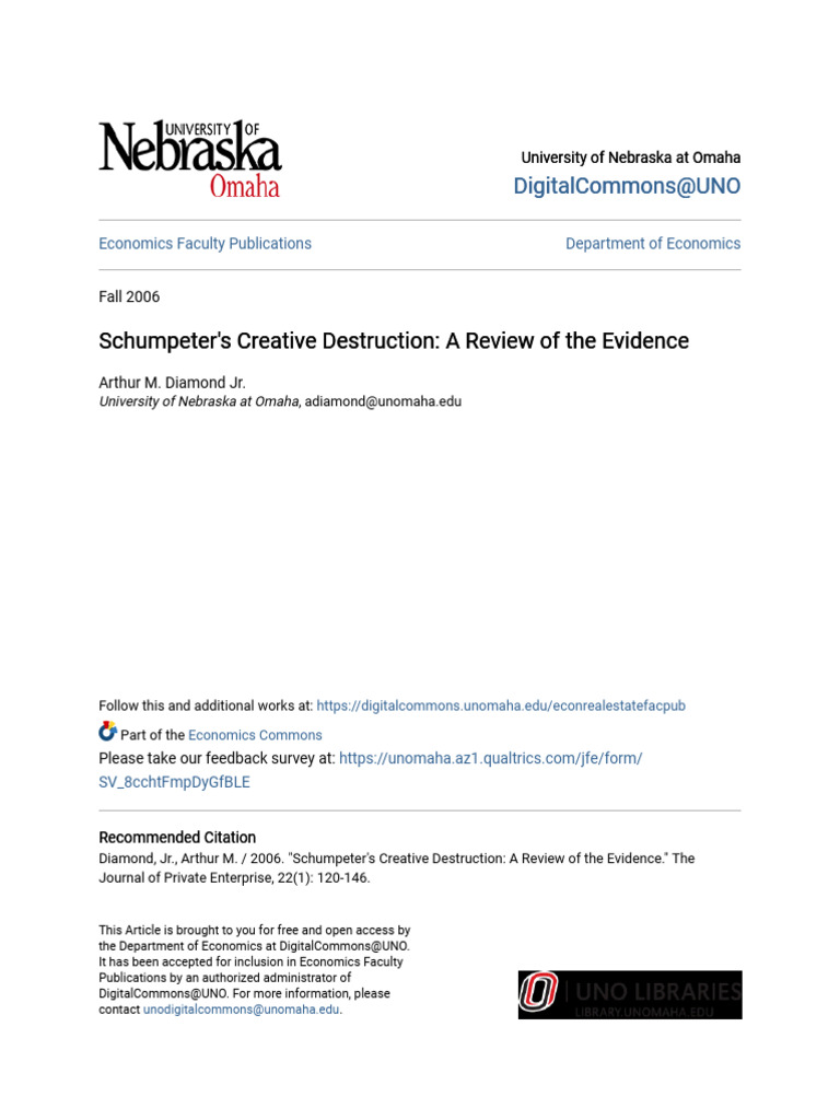 Schumpeters Creative Destruction_ a Review of the Evidence | PDF ...