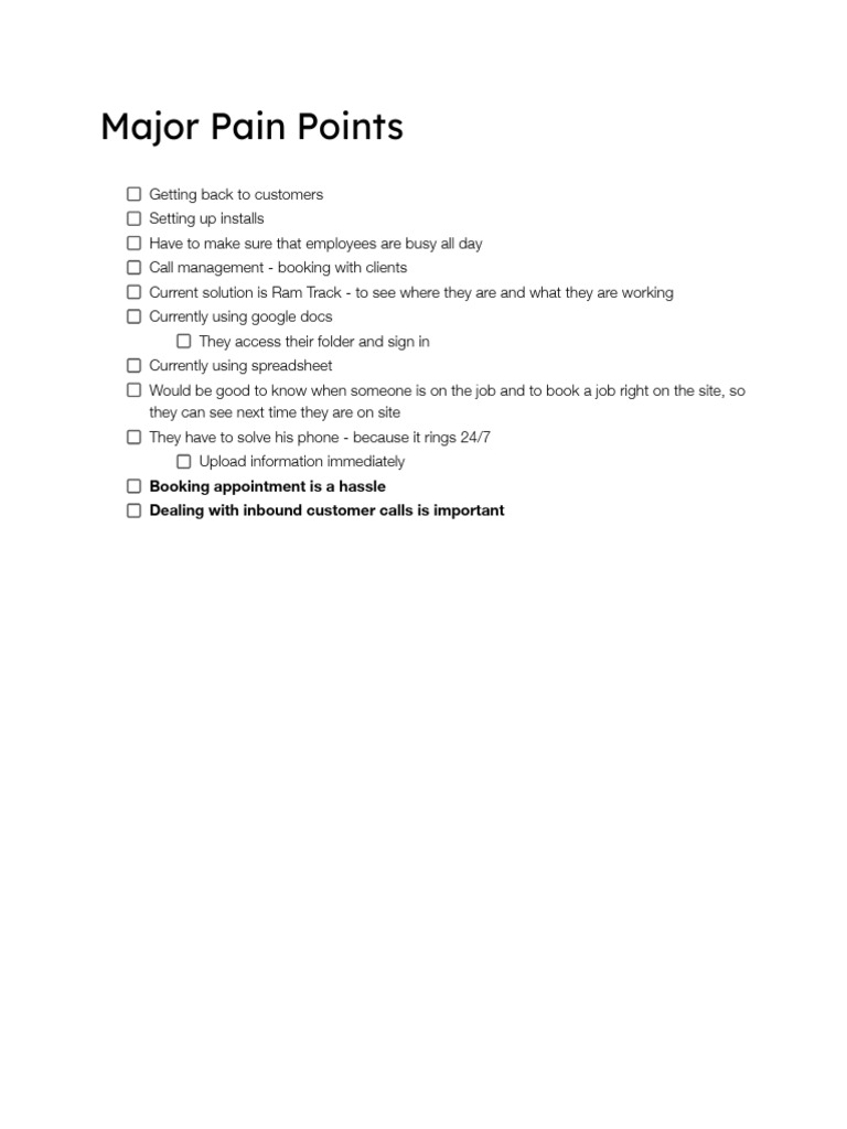 MTS Major Pain Points | PDF