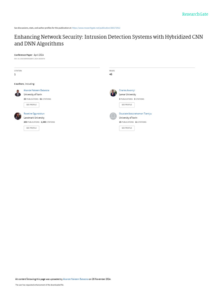 Enhancing Network Security Intrusion Detection Sys 240819 054113 Pdf Deep Learning
