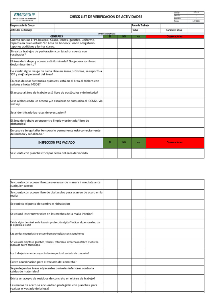 Check List de Actividades V02 | PDF