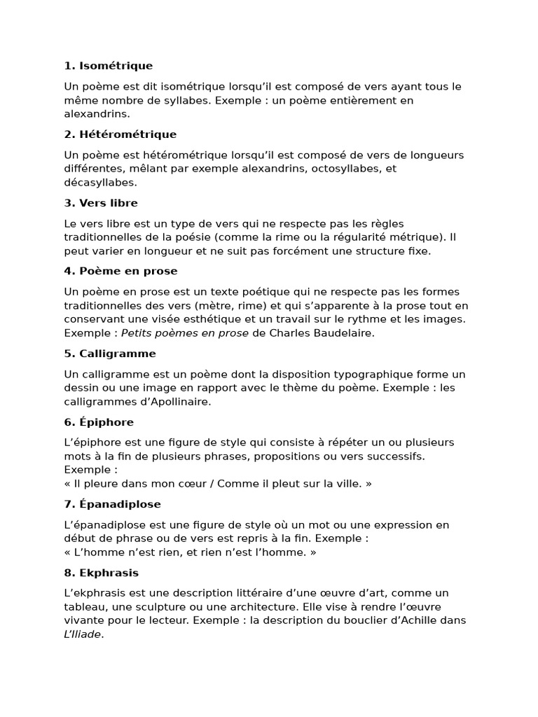 Types de poèmes et figures de style | PDF