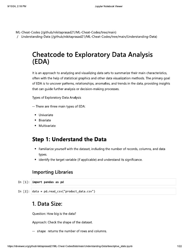Nikita Prasad - EDA CheatCode | PDF