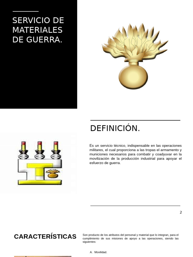 Servicio de Materiales de Guerra: Funciones y Características | PDF ...