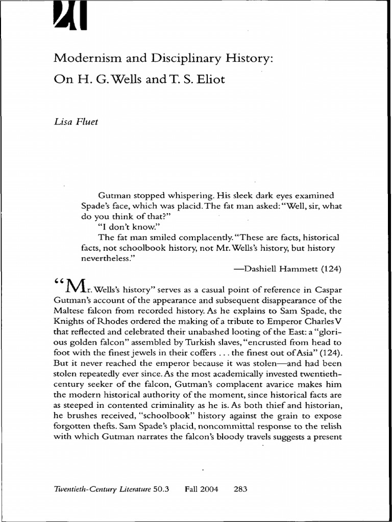 Modernism and Disciplinary History On HG Wells and TS Eliot | PDF ...