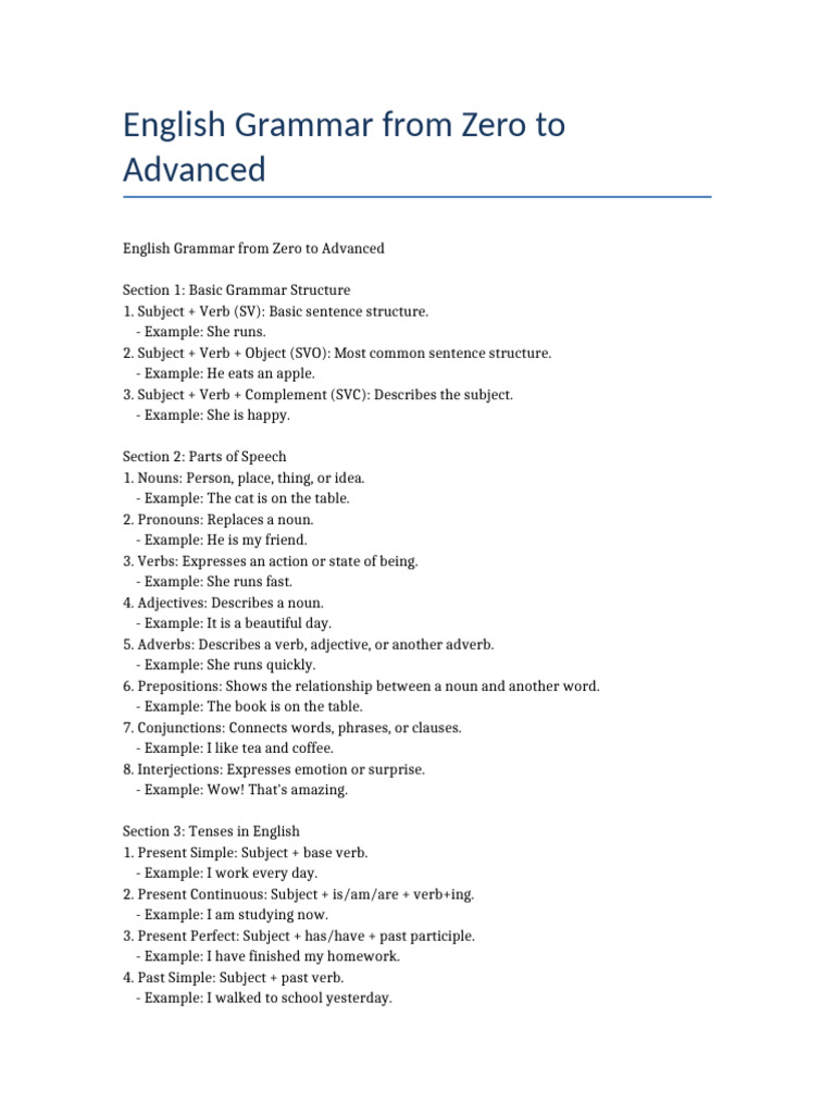 Full English Grammar From Zero To Advanced | PDF | English Grammar | Verb