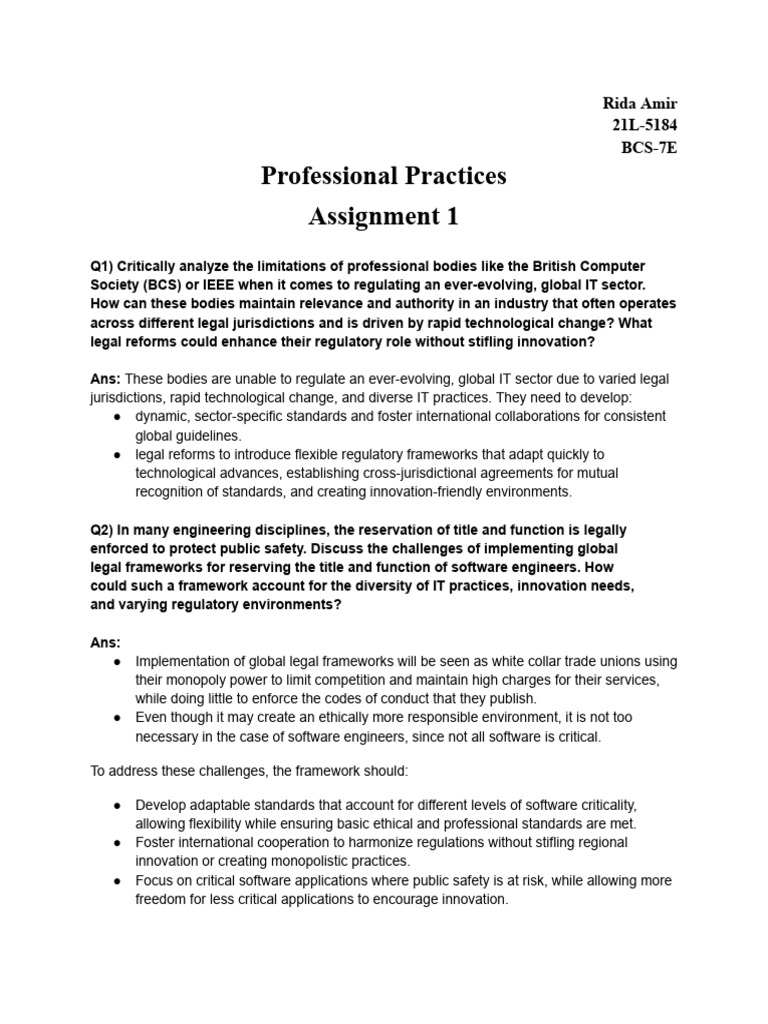 Professional Practices Assignment 1 | PDF | Burden Of Proof (Law) | Justice