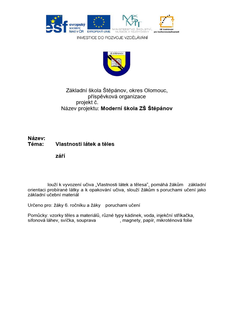 1 -Vlastnosti Látek a Těles | PDF