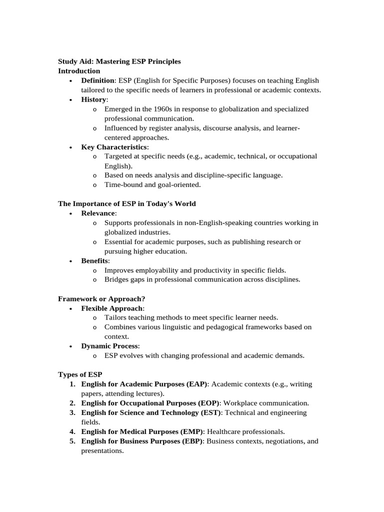 Study Aid Mastering ESP Principles Introduction | PDF | Learning | Cognitive Science