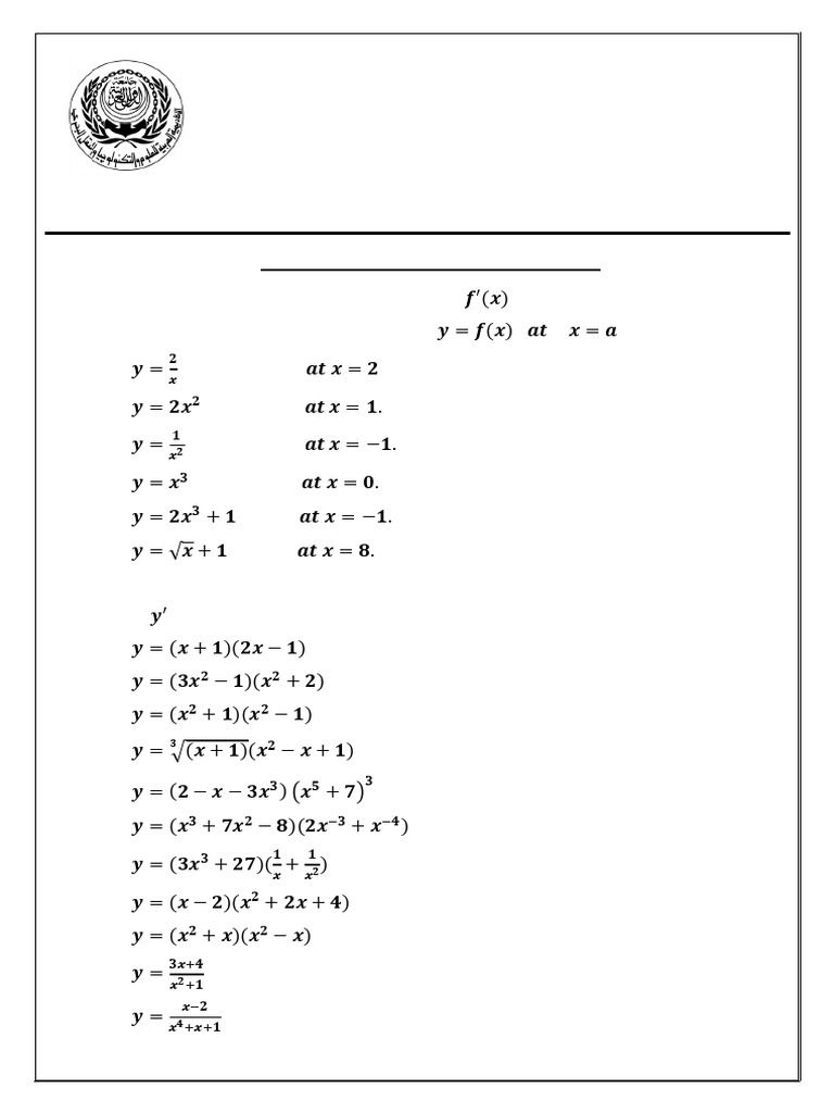 The Derivative Function (6) : College of Engineering & Technology | PDF | Derivative | Calculus