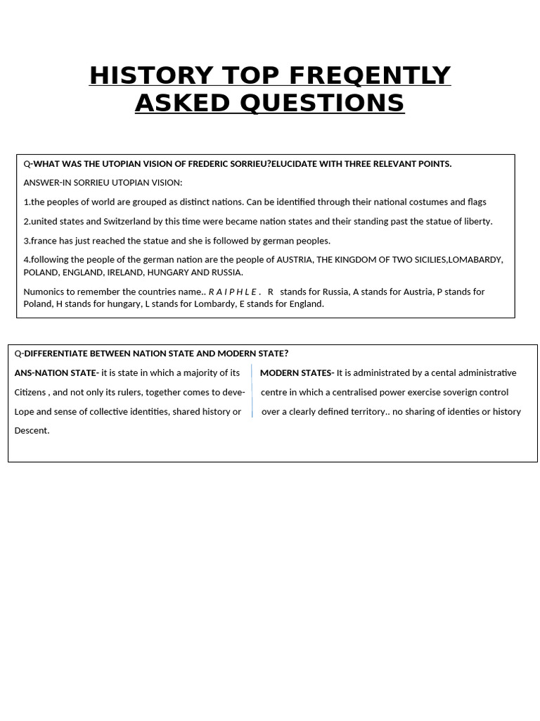 History Top Freqently Asked Questions | PDF