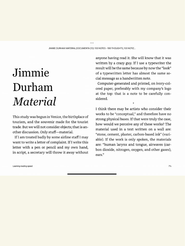 Jimmie Durham - Material | PDF