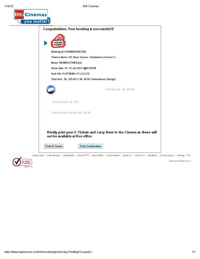 Big Cinemas Booking Confirmation | PDF