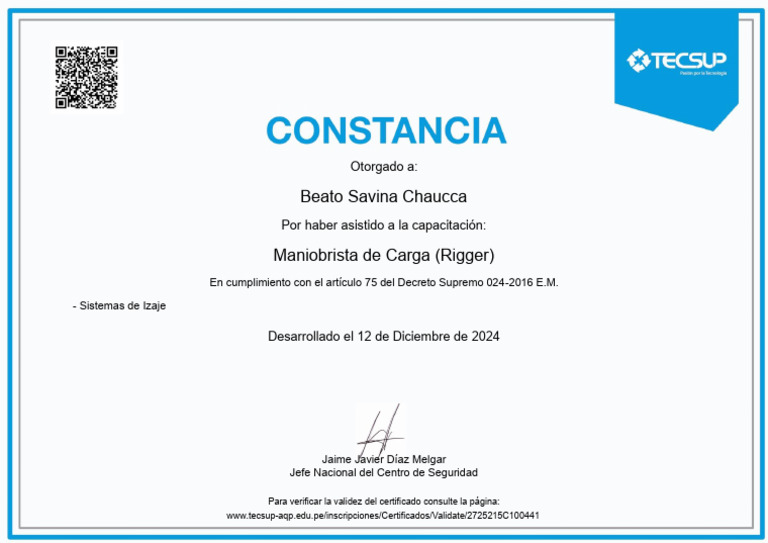 Certificados (1) Tecsup Rigger | PDF