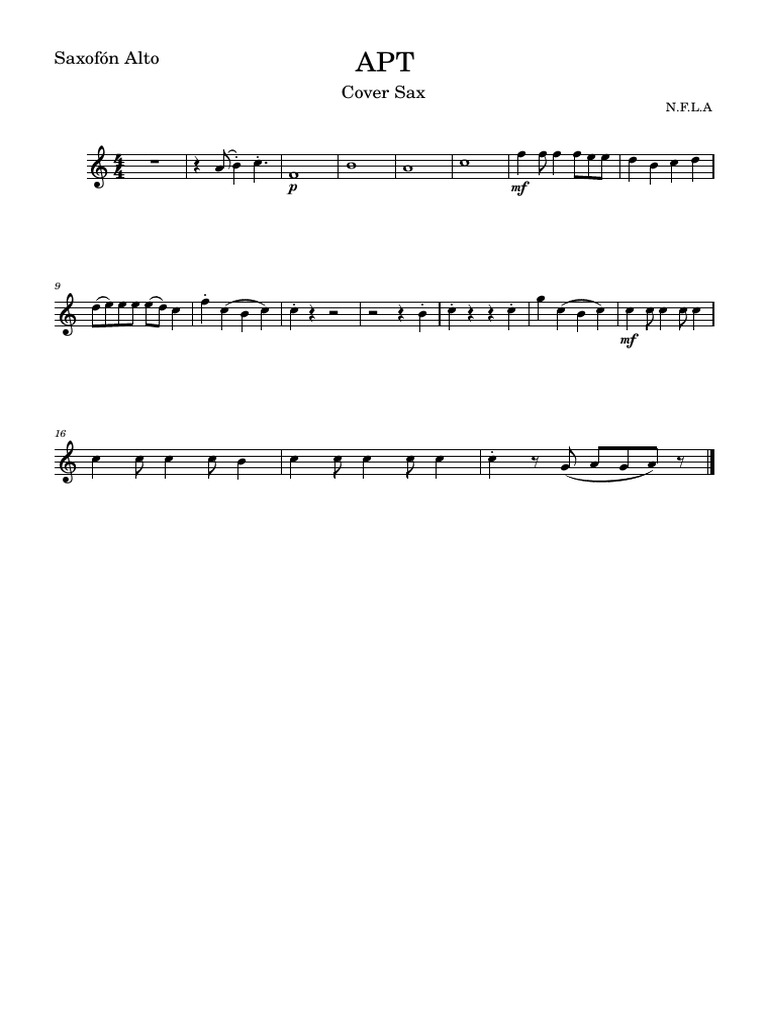 APT (Cover Sax) - Saxofón - Alto | PDF