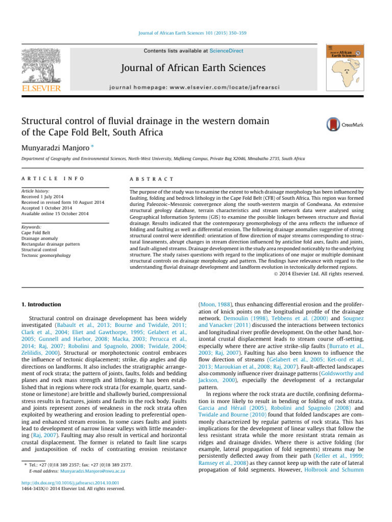Structural control of fluvial drainage in the western domain of the ...