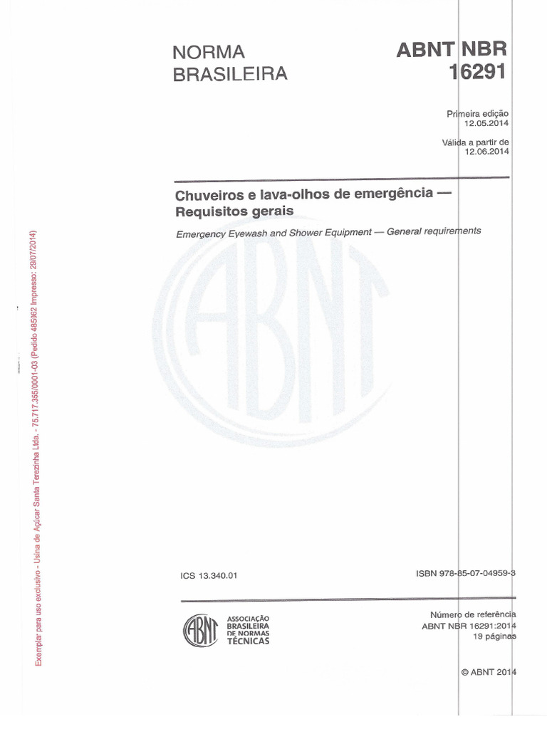NBR 16291 - Lava-Olhos 2014 | PDF