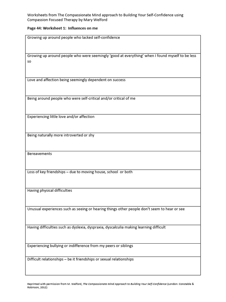 Worksheets Mary Welford | PDF | Compassion | Self Esteem