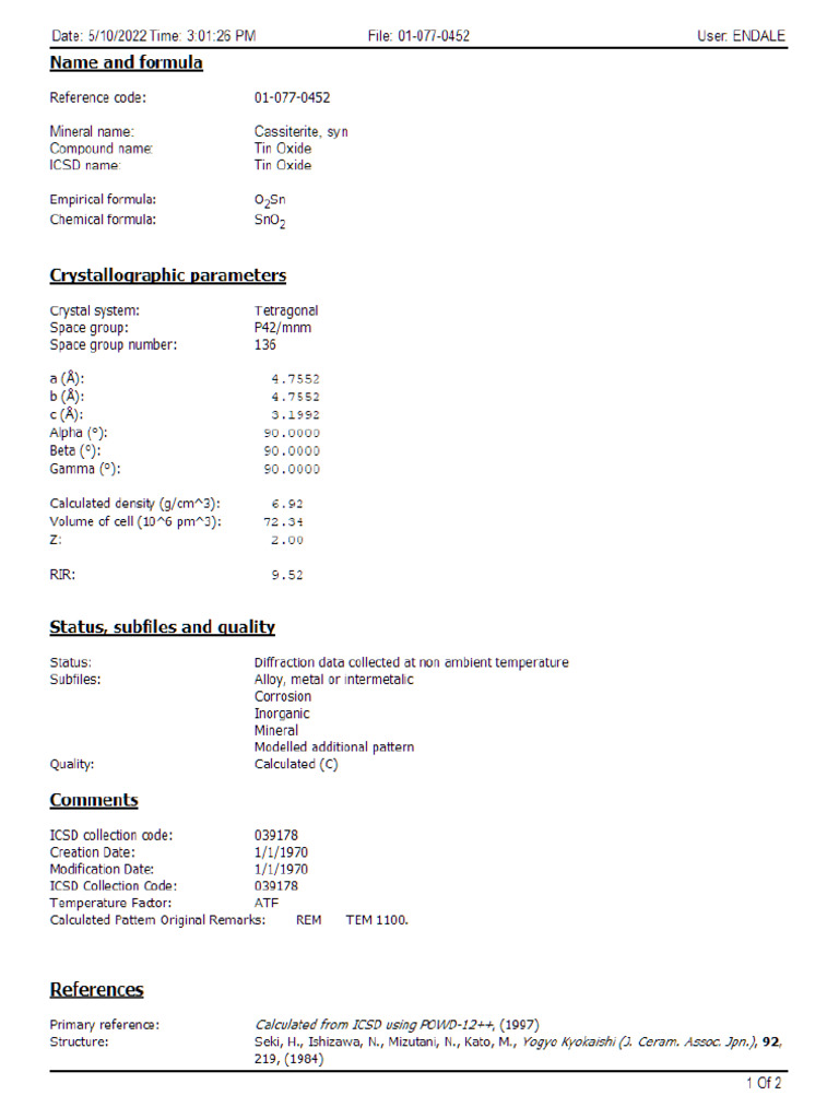 FTO-SnO2-01-077-0452 | PDF