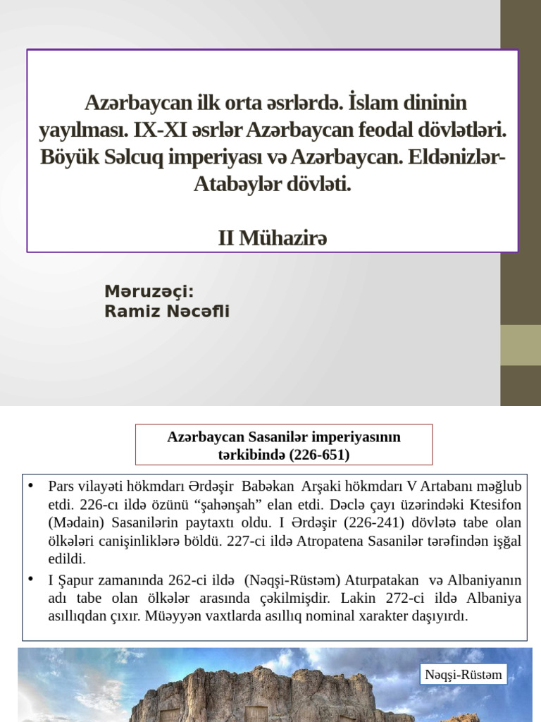 Azərbaycan Tarixi - Mühazirə 2 - Yenilənmiş | PDF