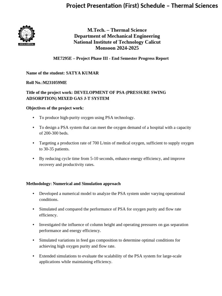 ME7295E-Project Progress Report 2 Page | PDF | Simulation | Oxygen
