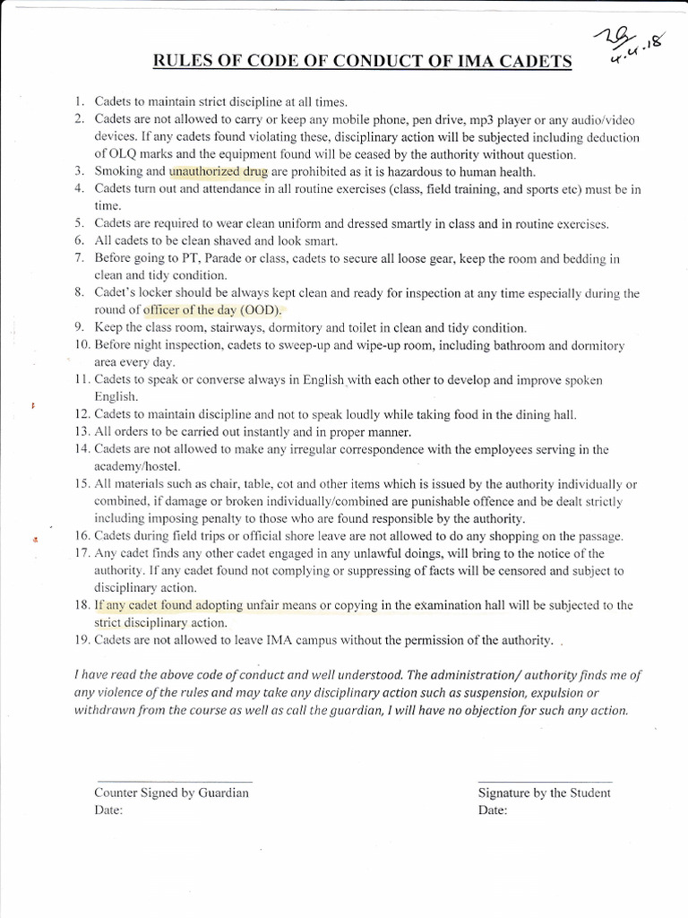 Code of Conduct (Cadets) | PDF | Justice | Crime & Violence