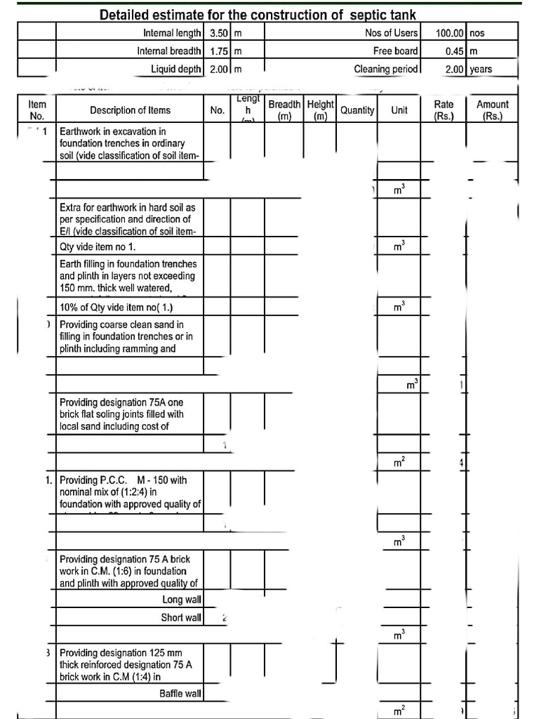 Septic Tank Estimate | PDF