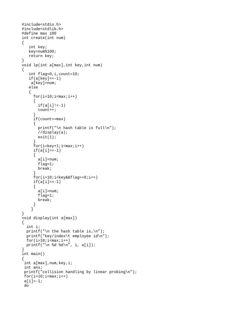 Linear Probing Hash Table Implementation | PDF