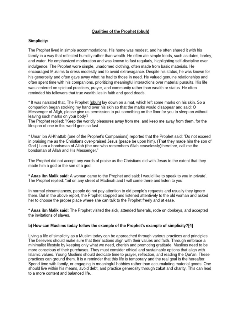 Prophet Muhammad's Qualities Explained | PDF | Muhammad | Patience