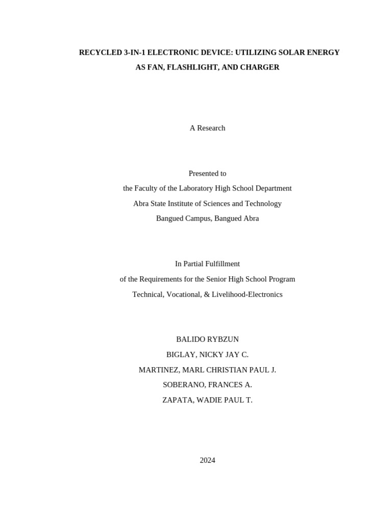 For Binding Final Copy 3 in 1 Electroni Device | PDF | Photovoltaics ...