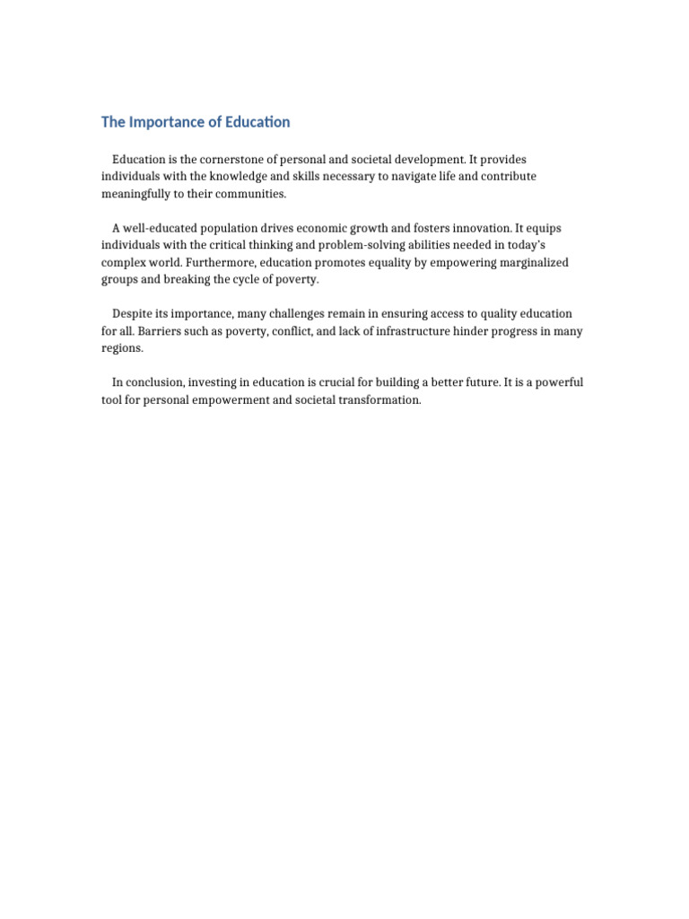 The Importance of Education | PDF