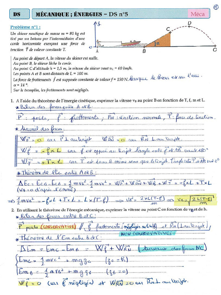 10 DS Méca Énergies Correction | PDF