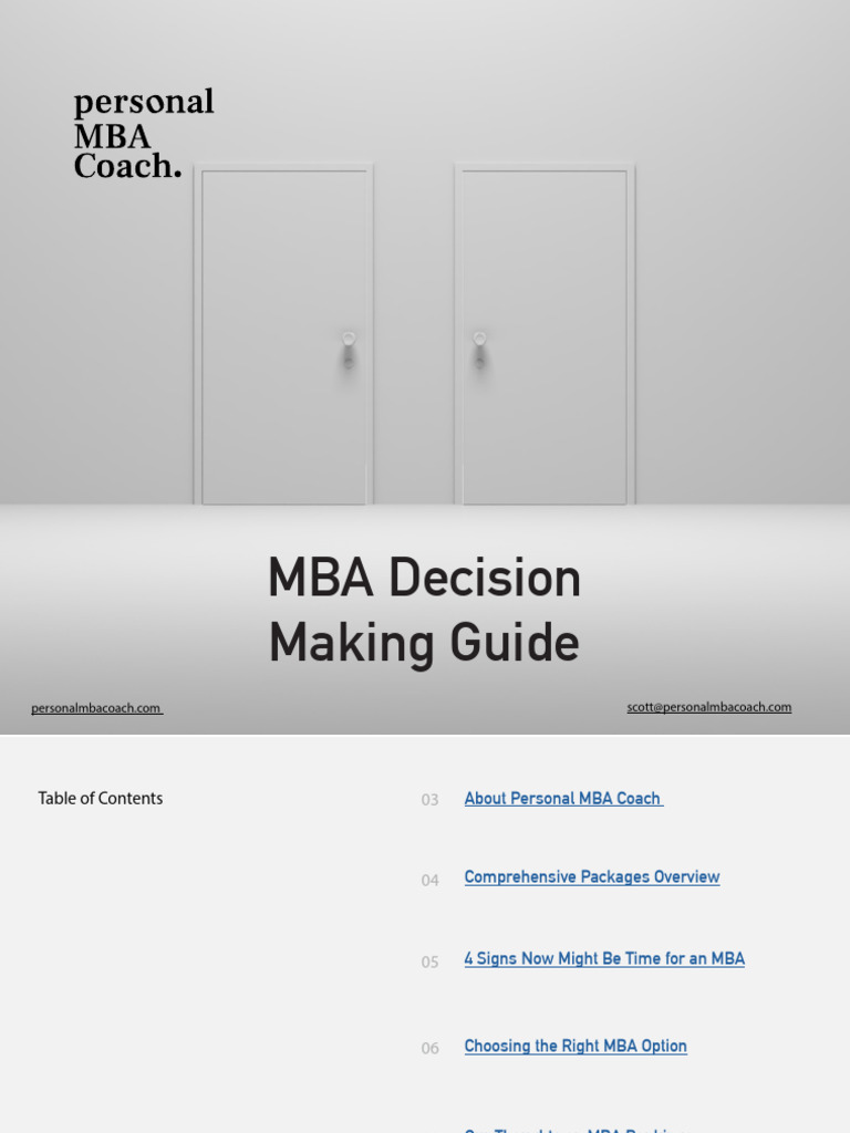 Personal MBA Coach MBA Decision Making Guide 1 | PDF | Master Of ...