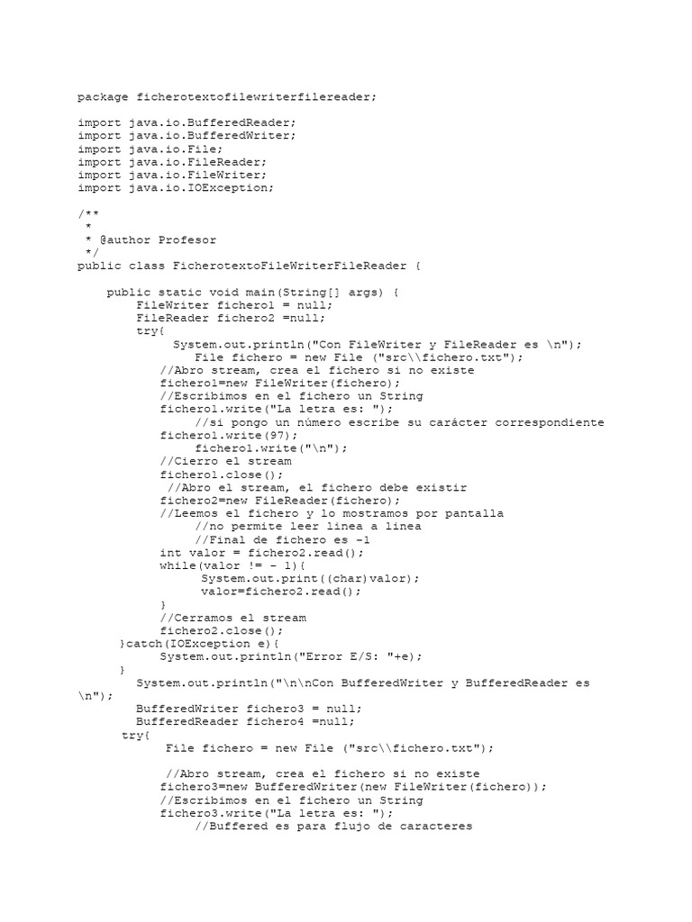 Lectura y escritura de archivos en Java | PDF | Programación de computadoras | Informática