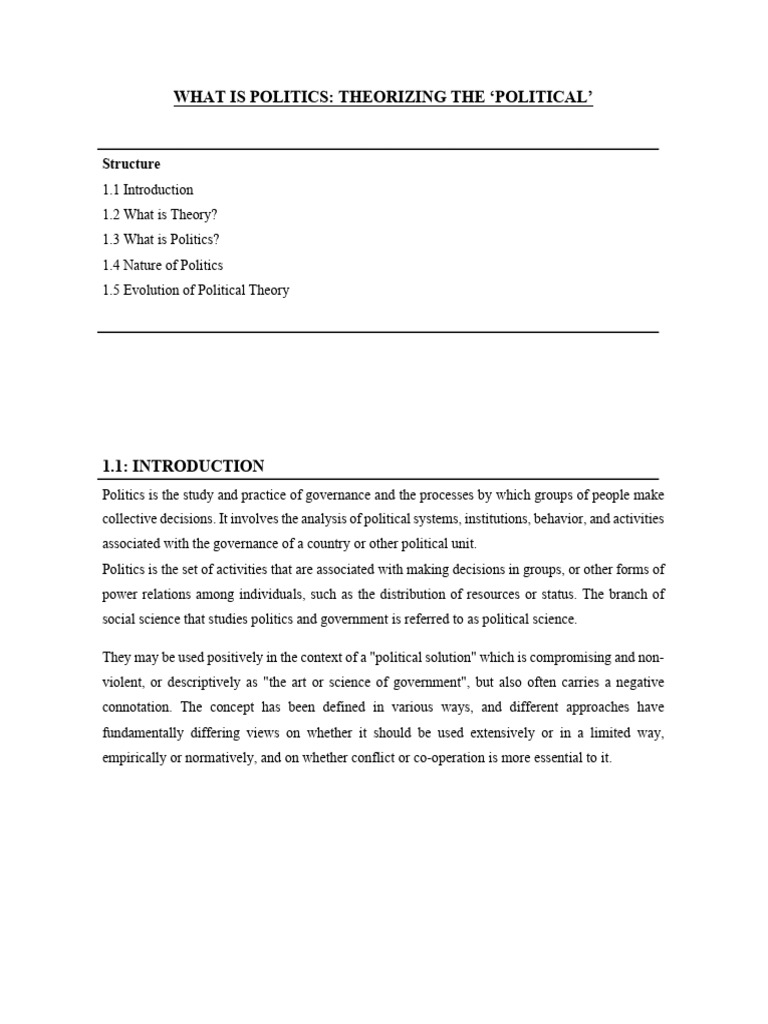 Introduction To Political Theory | PDF | Political Philosophy | Theory