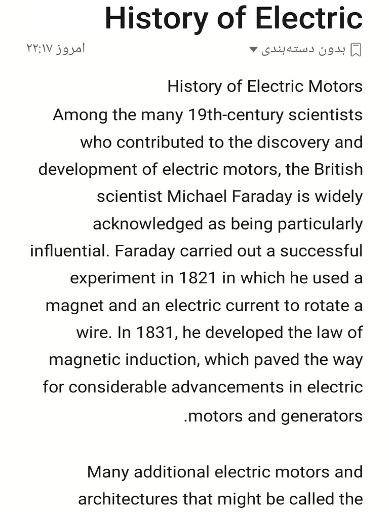 History of Electric Motors | PDF