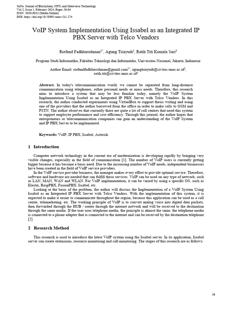 VoIP System Implementation Using Issabel as an Int | PDF | Voice Over ... VoIP System Implementation Using Issabel as an Int | PDF | Voice Over ...