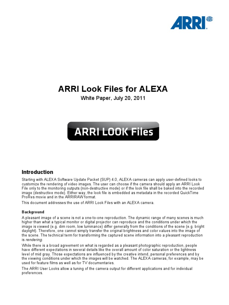 ARRI Look Files White Paper 3 | PDF | Media Technology | Imaging