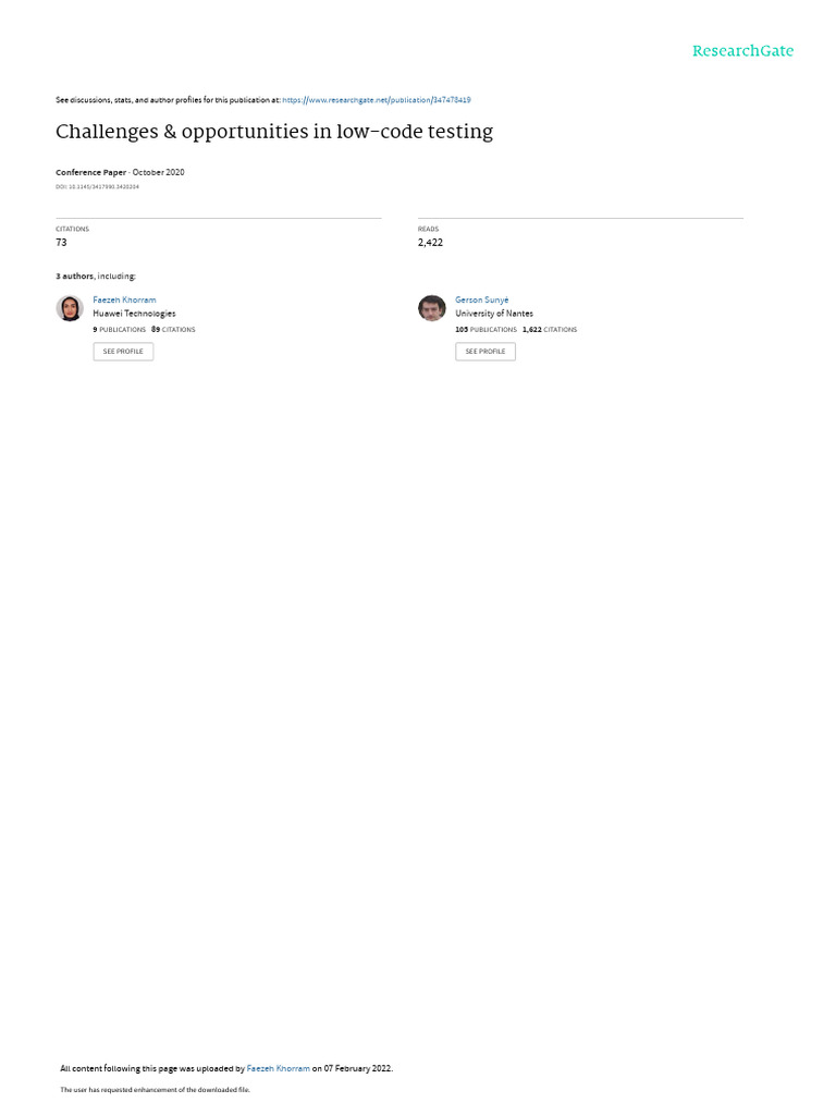 Challenges & opportunities in low-code testing | PDF | Software Testing ...
