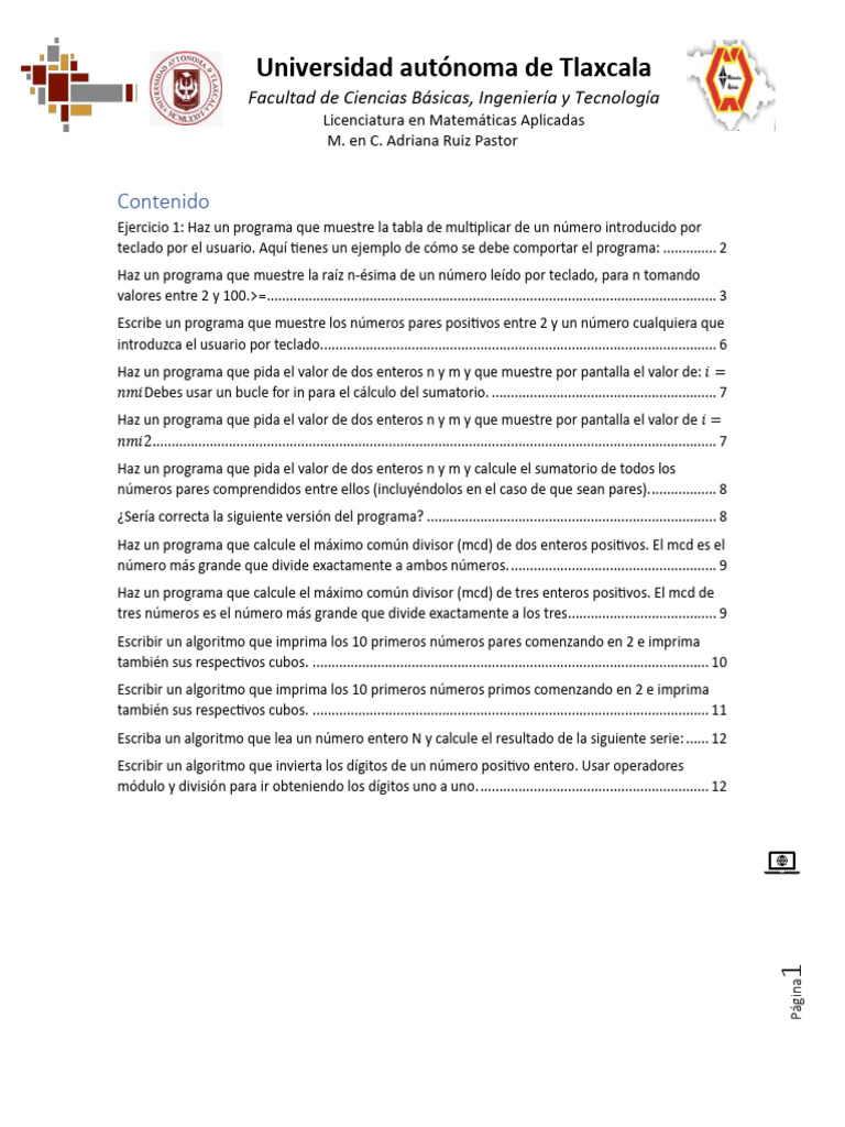 Cuaderno de ejercicios-semana 6 | PDF | Algoritmos | Matemáticas Aplicadas