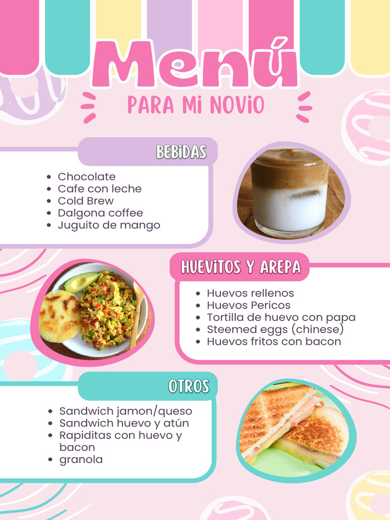 Menu Restaurante de Donas Llamativo Rosa Pastel (4) | PDF