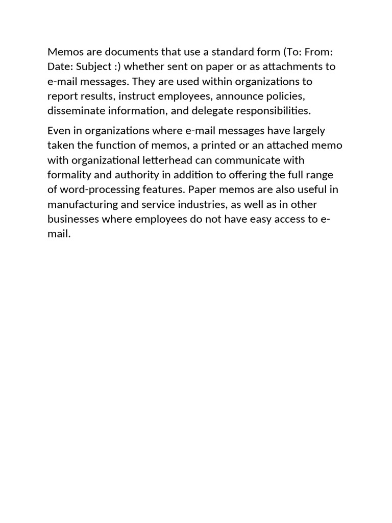 Memos Are Documents That Use A Standard Form | PDF