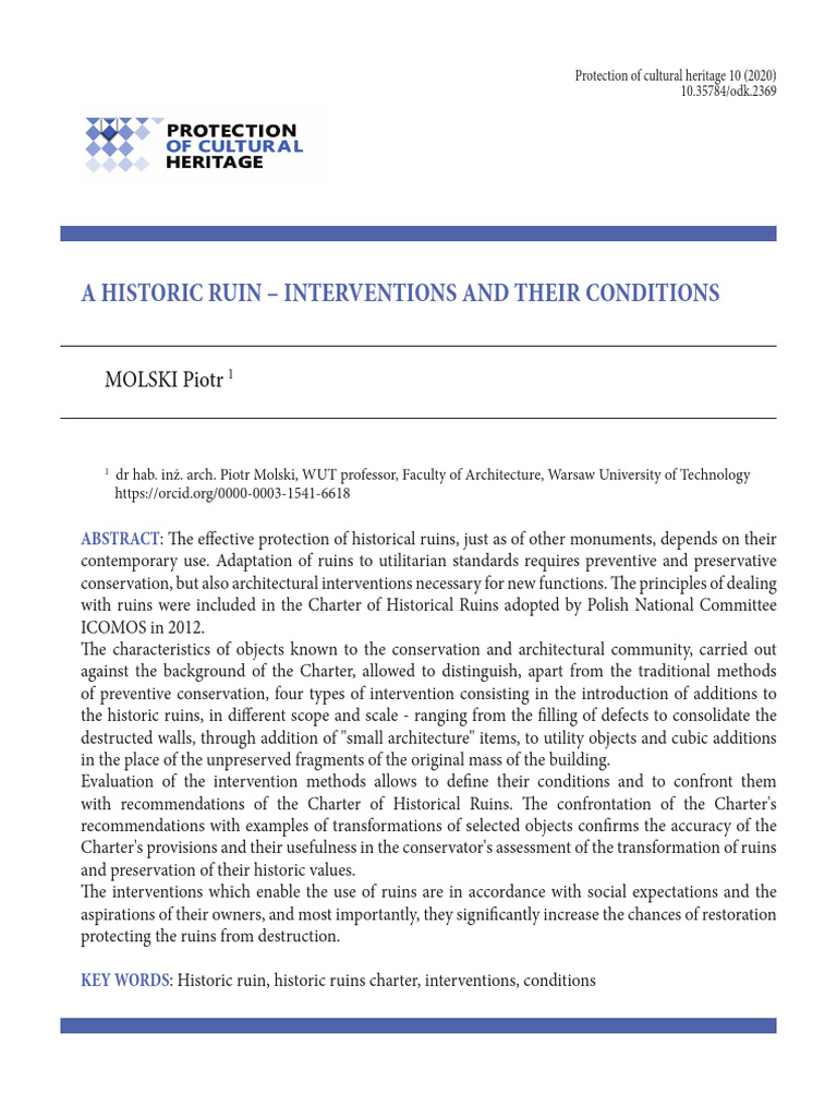 Interventions for Historic Ruins Preservation | PDF | Evaluation | Castle